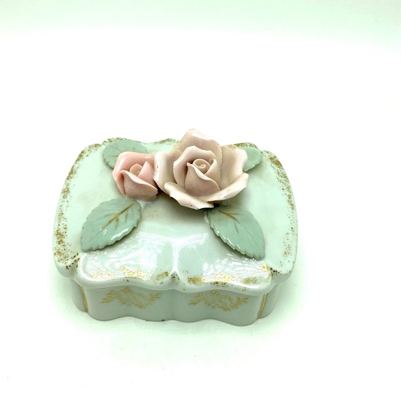 Accents | Vintage Capodimonte Rose Trinket Box Porcelain | Poshmark